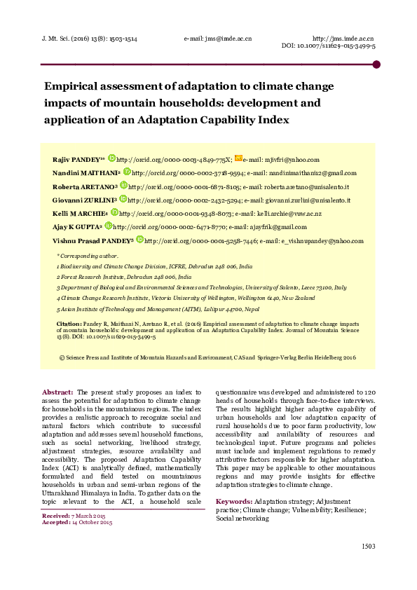 (PDF) Empirical assessment of adaptation to climate change impacts of ...
