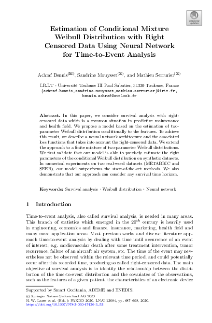 (PDF) Estimation of Conditional Mixture Weibull Distribution with Right Censored Data Using ...