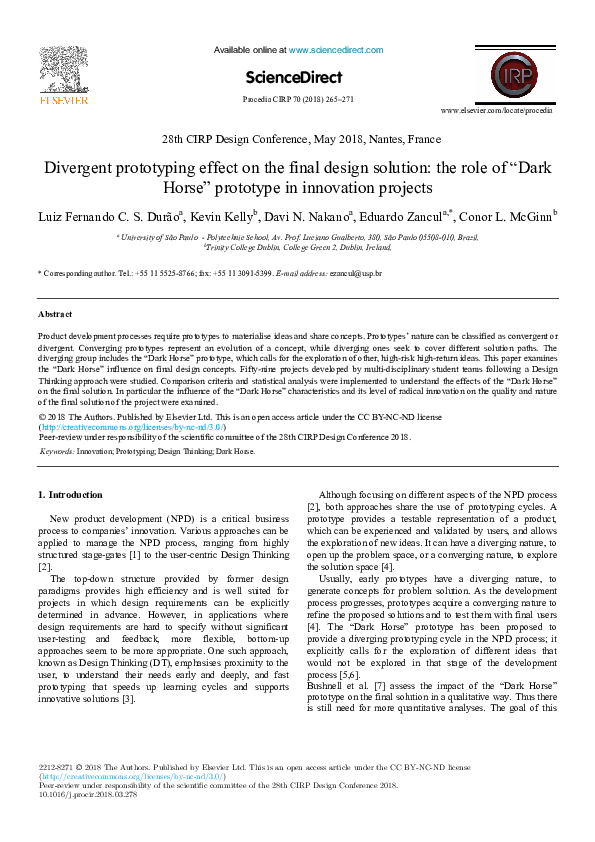 (PDF) Divergent prototyping effect on the final design solution: the ...