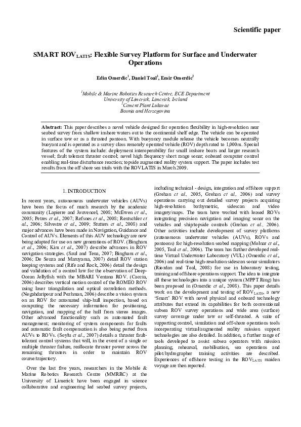 (PDF) ROVLATIS: Flexible Survey Platform for Surface and Underwater ...