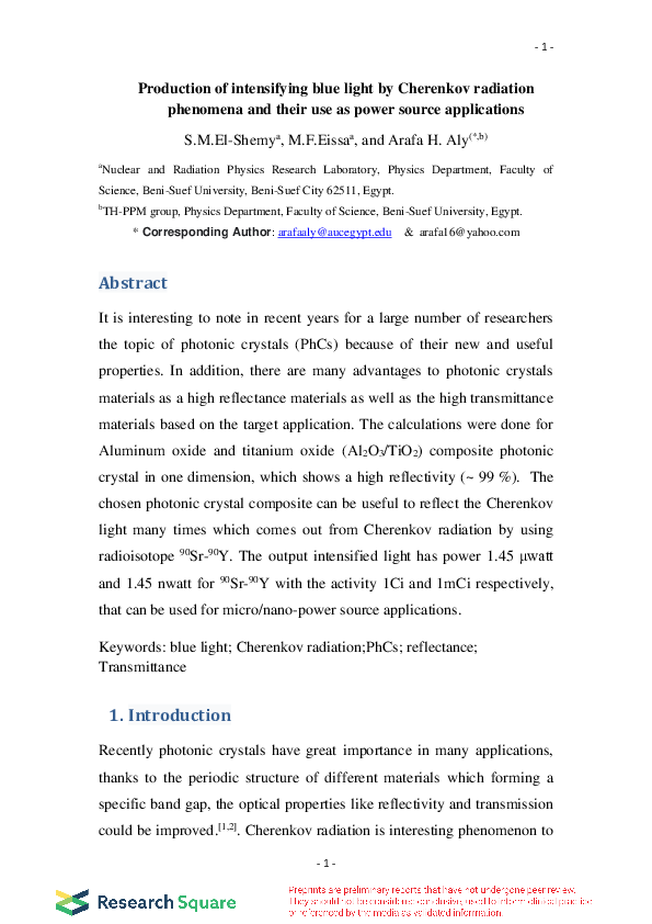 (PDF) Production of Intensifying Blue Light by Cherenkov Radiation ...