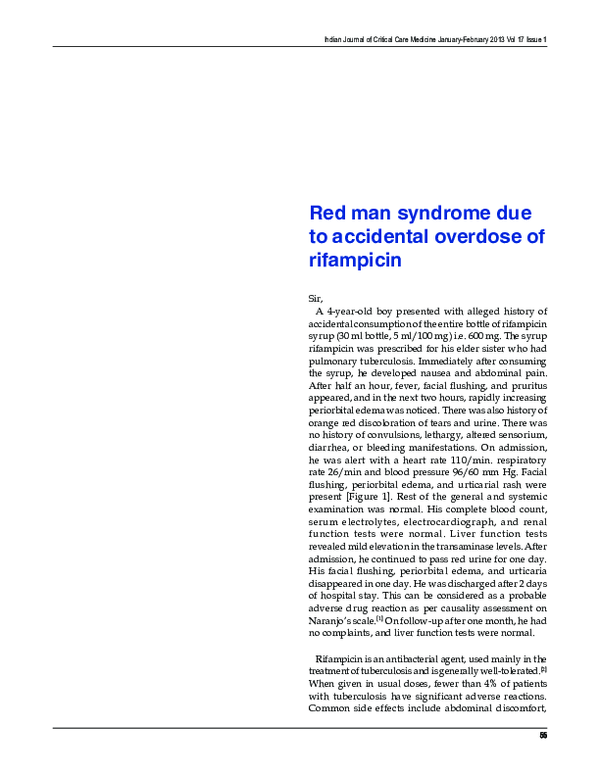(PDF) Red man syndrome due to accidental overdose of rifampicin