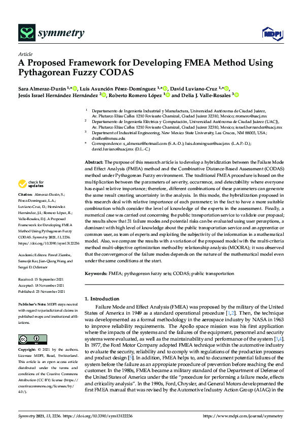 (PDF) A Proposed Framework for Developing FMEA Method Using Pythagorean Fuzzy CODAS | Luis Pérez ...