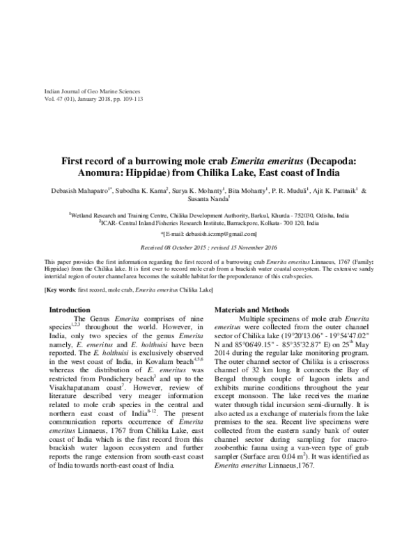(PDF) Kingdom : Animalia Phylum : Athropoda Subphylum : Crustacea Class ...
