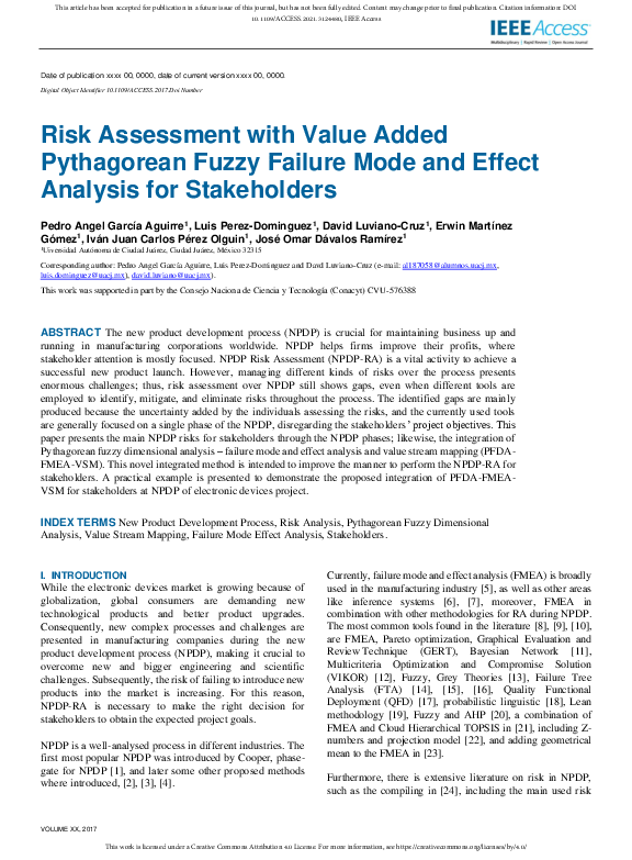 (PDF) Risk Assessment with Value Added Pythagorean Fuzzy Failure Mode and Effect Analysis for ...