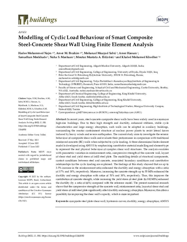 (PDF) Modelling of Cyclic Load Behaviour of Smart Composite Steel-Concrete Shear Wall Using ...