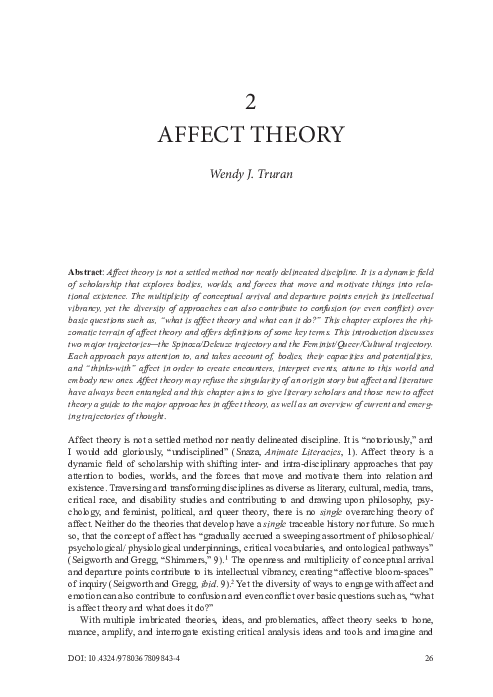 (PDF) Affect Theory: Defining Affect Theory for Literary Studies