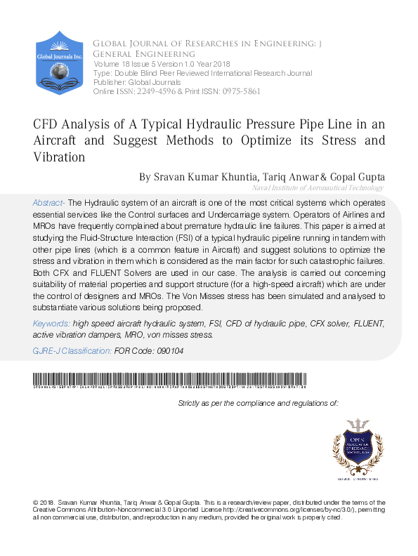 (PDF) CFD Analysis of a Typical Hydraulic Pressure Pipe Line in an Aircraft and Suggest Methods ...