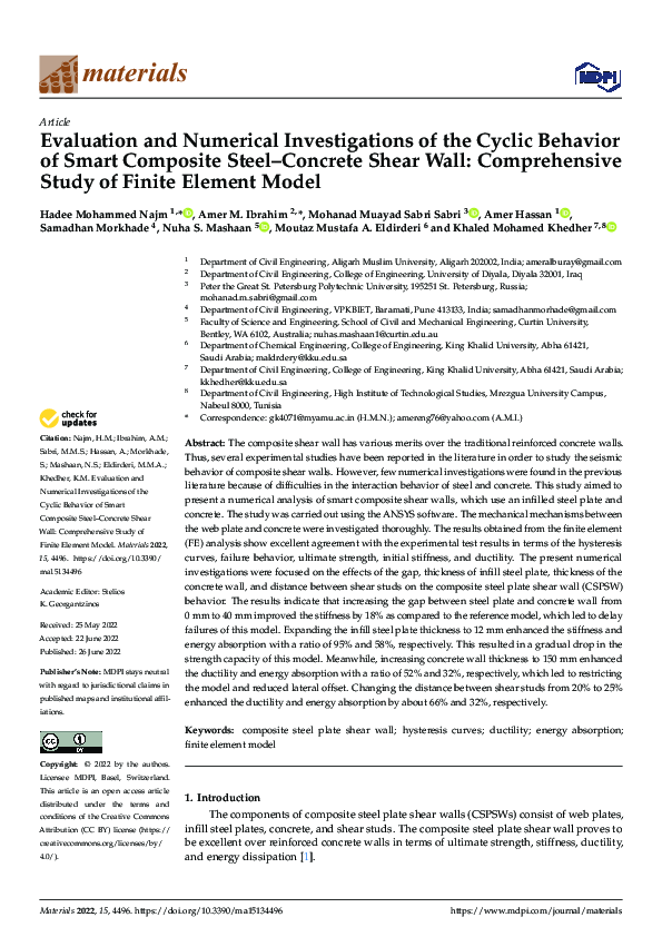 (PDF) Evaluation and Numerical Investigations of the Cyclic Behavior of ...