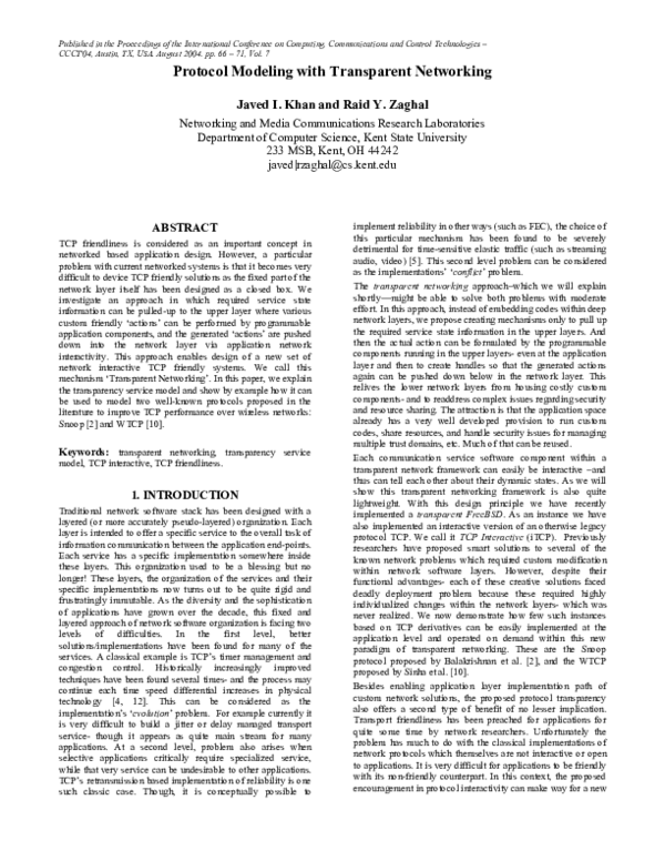 (PDF) Modeling with Transparent Networking