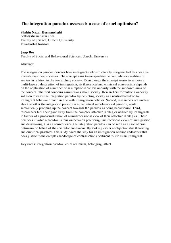 (PDF) The Integration Paradox Critically Assessed: A Case of Cruel ...