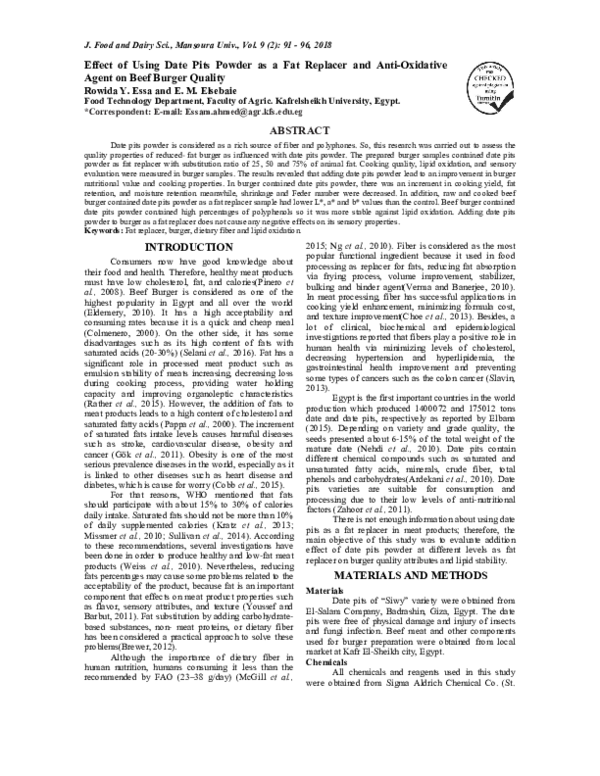 (PDF) Effect of Using Date Pits Powder as a Fat Replacer and Anti ...