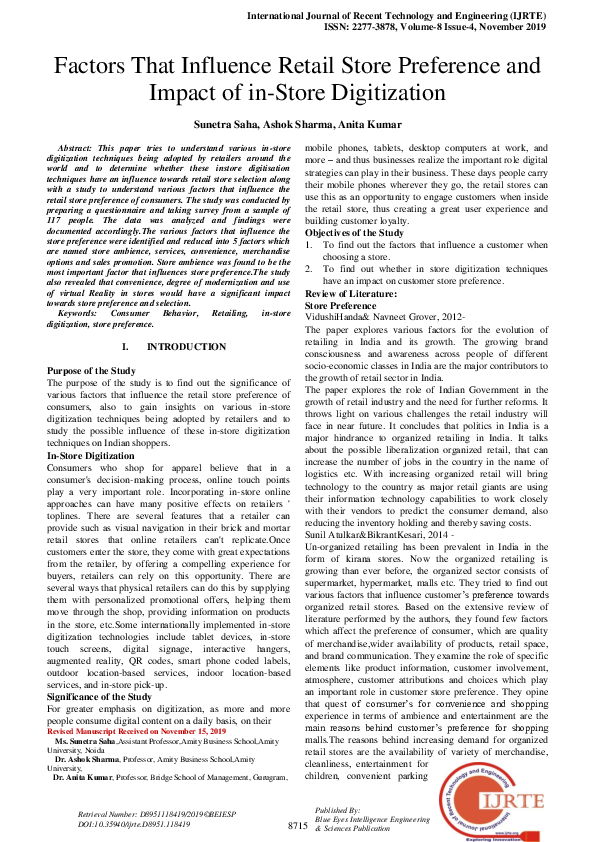 (PDF) Factors That Influence Retail Store Preference and Impact of in ...