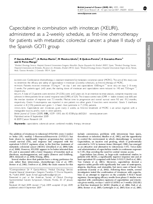 (PDF) Capecitabine in combination with irinotecan (XELIRI ...