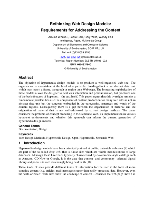 (PDF) Rethinking Web Design Models: Requirements for Addressing the Content