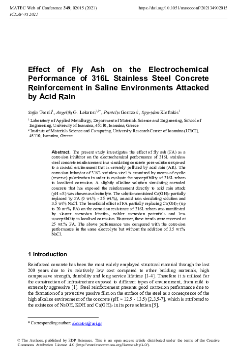(PDF) Effect of Fly Ash on the Electrochemical Performance of 316L ...