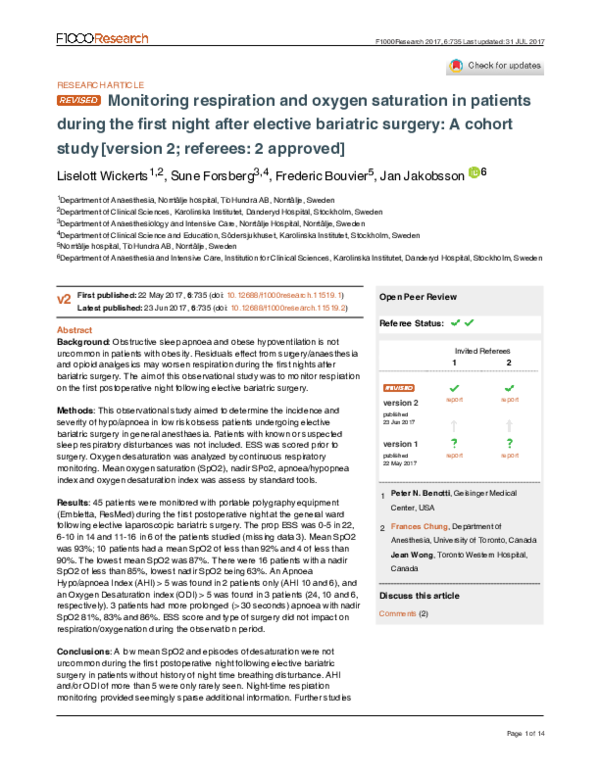 (PDF) Monitoring respiration and oxygen saturation in patients during ...