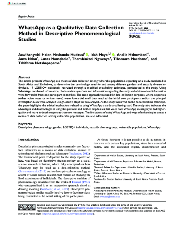 (PDF) WhatsApp as a Qualitative Data Collection Method in Descriptive ...