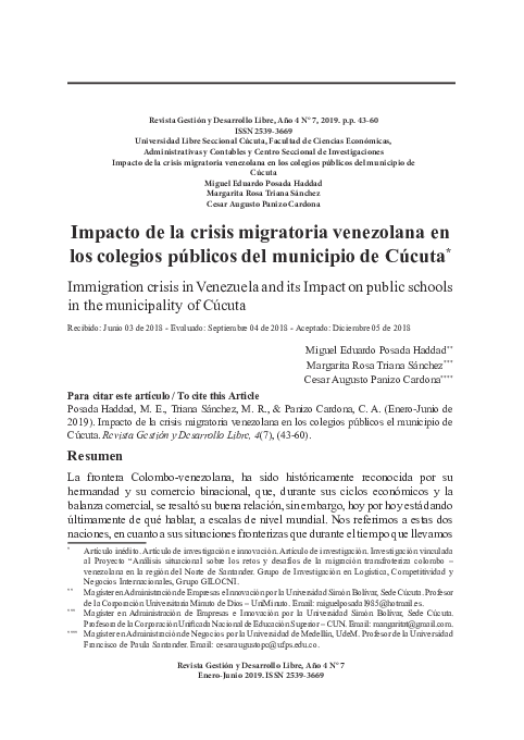 (PDF) Impacto de la crisis migratoria venezolana en los colegios ...