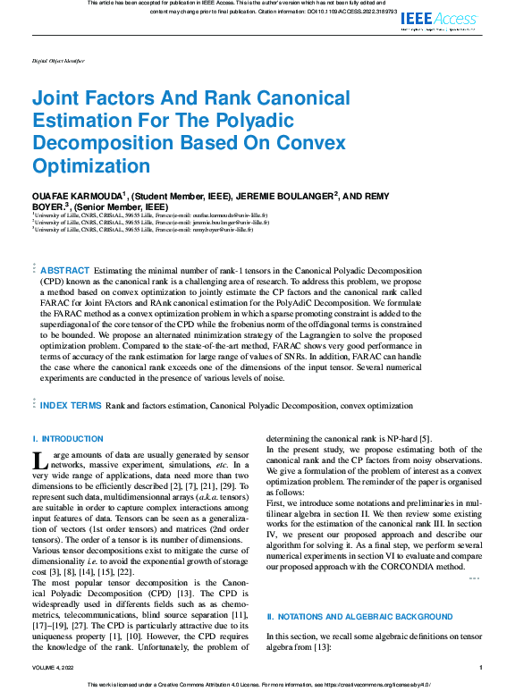(PDF) Joint Factors And Rank Canonical Estimation For The Polyadic Decomposition Based On Convex ...
