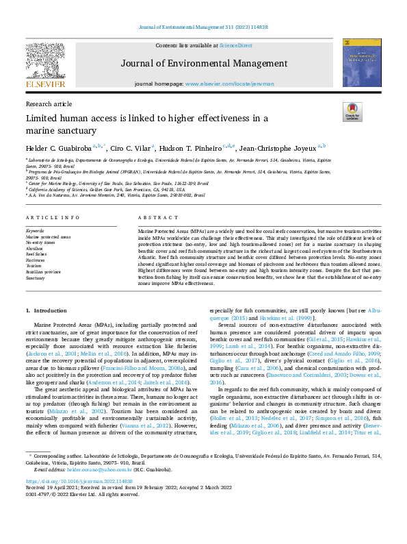 (PDF) Limited human access is linked to higher effectiveness in a ...