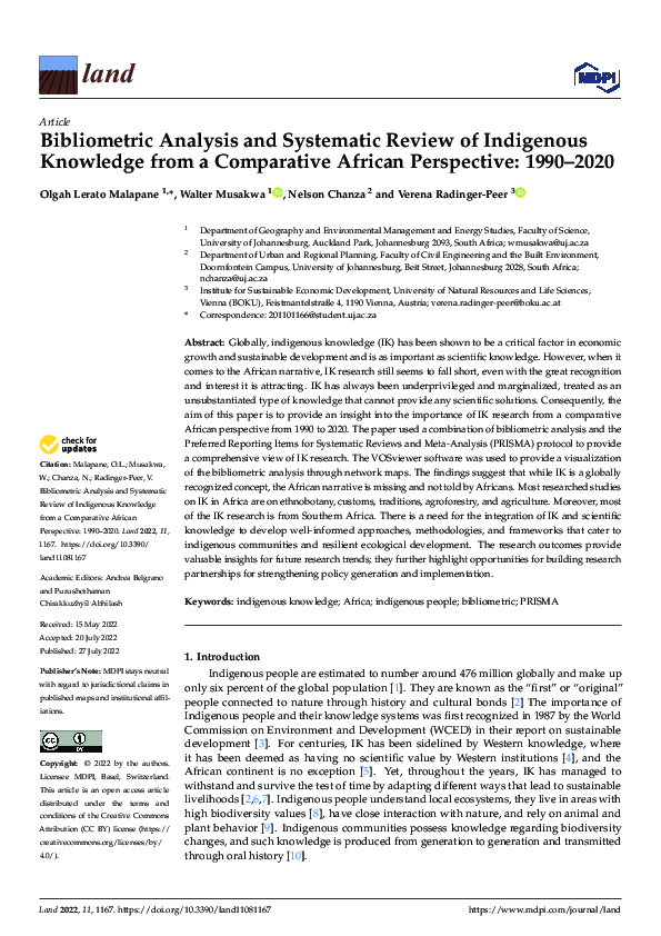 (PDF) Bibliometric Analysis and Systematic Review of Indigenous ...