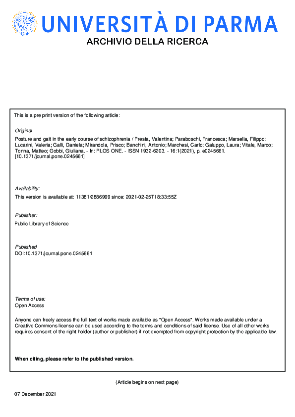 (PDF) Posture and gait in the early course of schizophrenia
