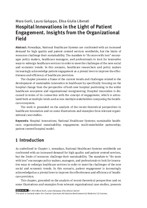 (PDF) Hospital Innovations in the Light of Patient Engagement. Insights from the Organizational ...