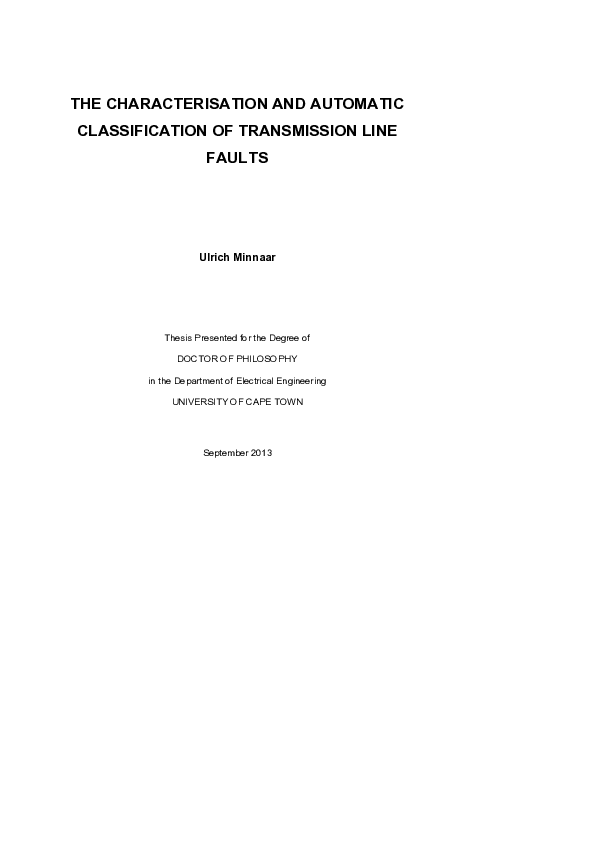 (PDF) The characterisation and automatic classification of transmission line faults