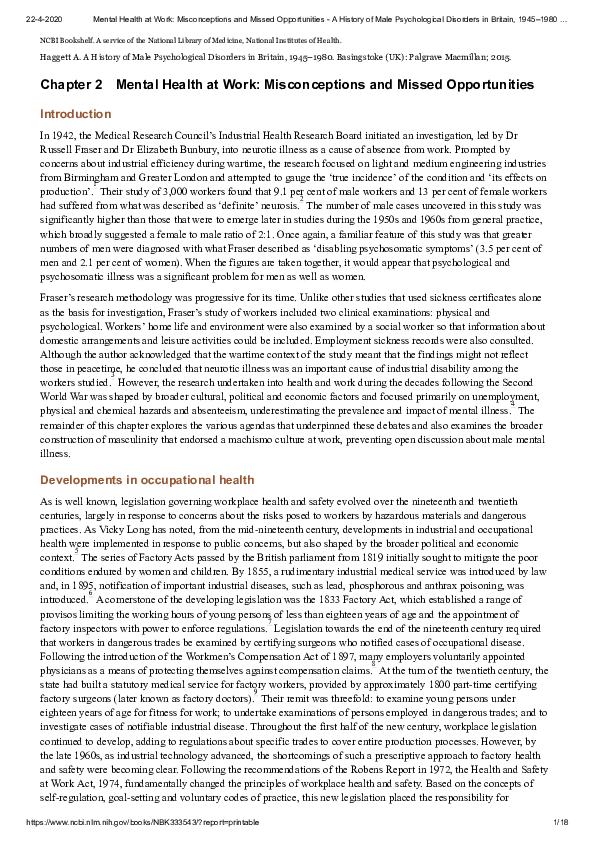 Pdf Chapter 2 Mental Health At Work