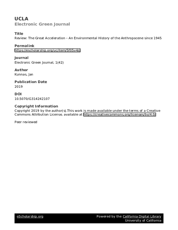 (PDF) Review: The Great Acceleration – An Environmental History of the ...