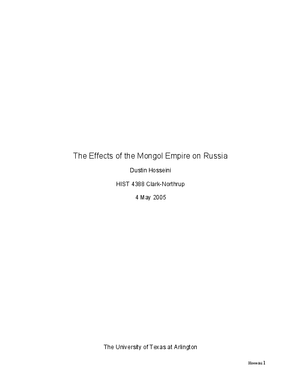 (PDF) The Effects of the Mongol Empire on Russia