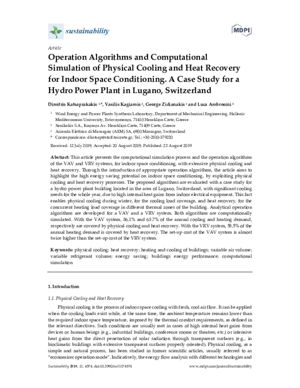 (PDF) Operation Algorithms and Computational Simulation of Physical Cooling and Heat Recovery ...