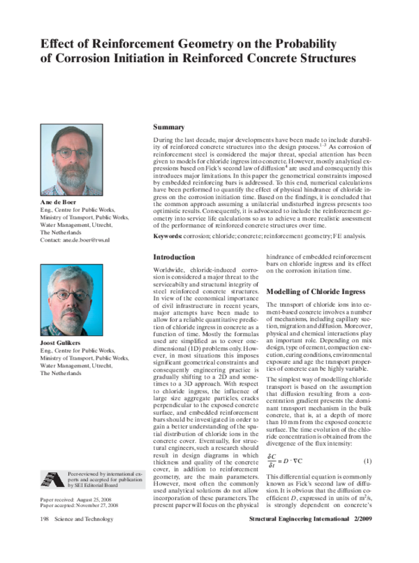 (PDF) Effect of Reinforcement Geometry on the Probability of Corrosion Initiation in Reinforced ...