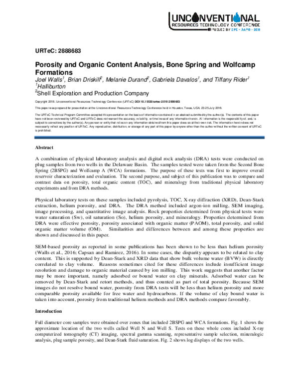 (PDF) Porosity and Organic Content Analysis, Bone Spring and Wolfcamp ...