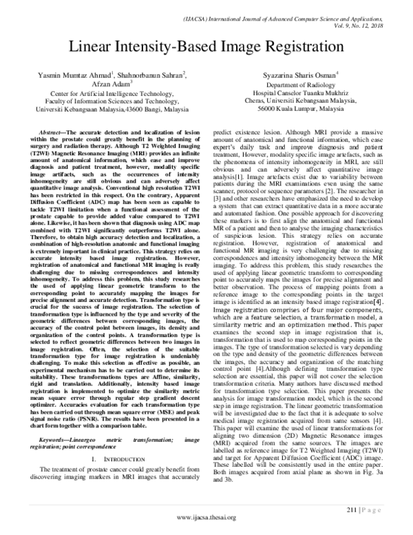(PDF) Linear Intensity-Based Image Registration