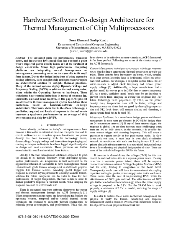 (PDF) Hardware/software co-design architecture for thermal management of chip multiprocessors ...