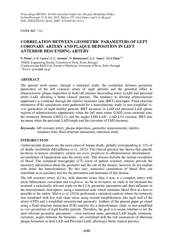 (PDF) Correlation between geometric parameters of the left coronary artery and hemodynamic ...