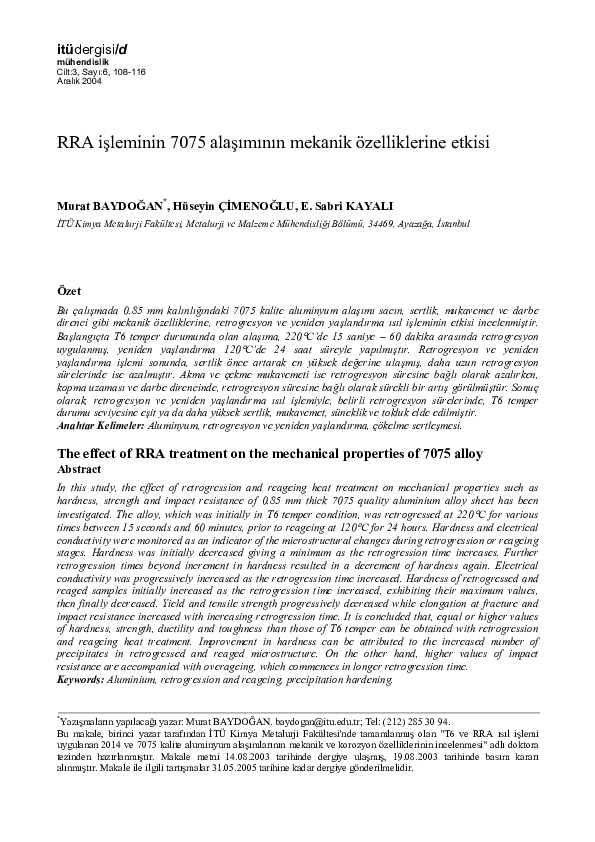 (PDF) RRA işleminin 7075 alaşımının mekanik özelliklerine etkisi ...