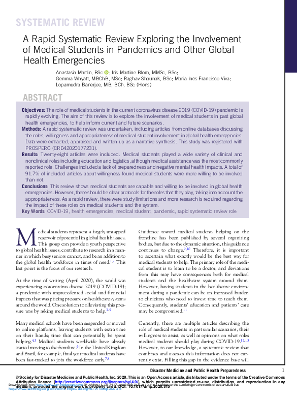 (PDF) A Rapid Systematic Review Exploring the Involvement of Medical ...