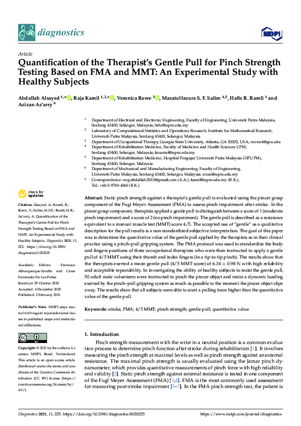 (PDF) Quantification of the Therapist’s Gentle Pull for Pinch Strength ...