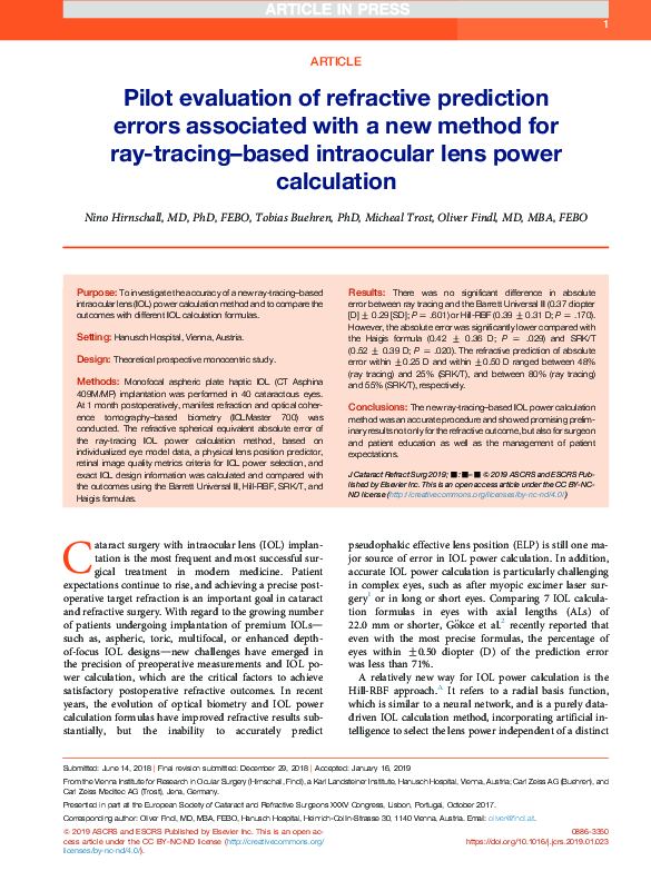 (PDF) Pilot evaluation of refractive prediction errors associated with a new method for ray ...