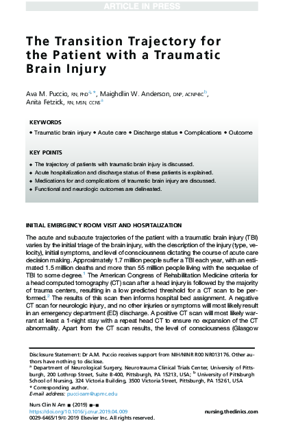 (PDF) The Transition Trajectory for the Patient with a Traumatic Brain ...