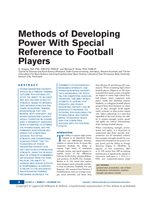 (PDF) Methods of Developing Power With Special Reference to Football ...
