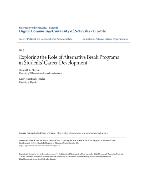 (PDF) Exploring the Role of Alternative Break Programs in Students ...