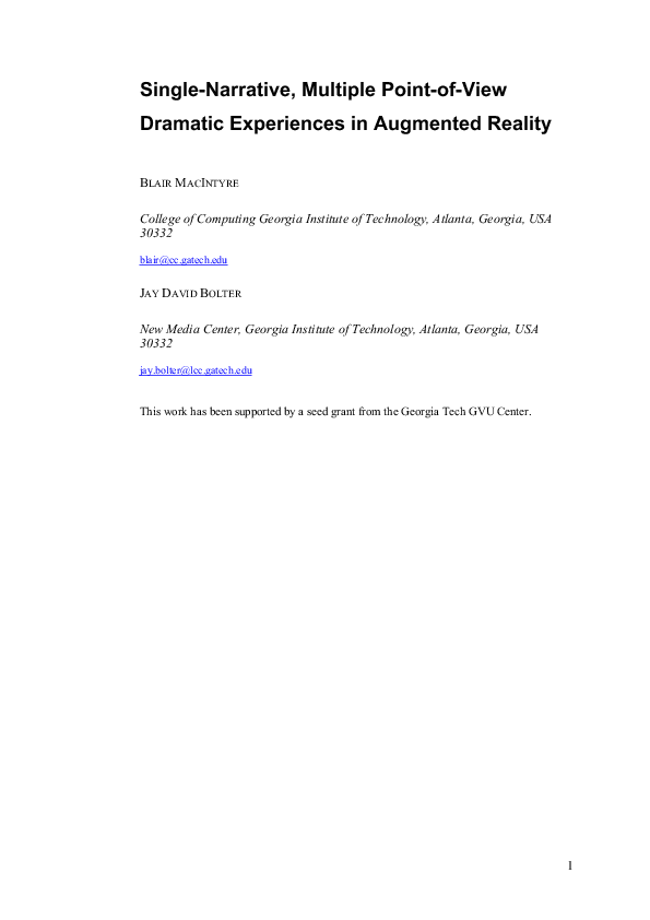 (PDF) Single-narrative, multiple point-of-view dramatic experiences in ...
