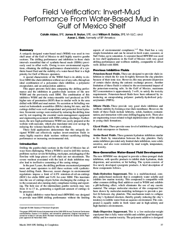(PDF) Field Verification: Invert-Mud Performance from Water-Based Mud ...