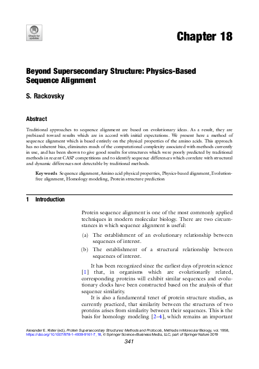 Pdf Beyond Supersecondary Structure Physics Based Sequence Alignment