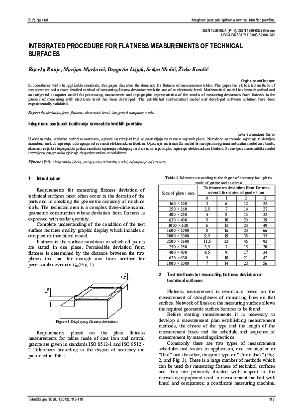 (PDF) Integrated procedure for flatness measurements of technical surfaces