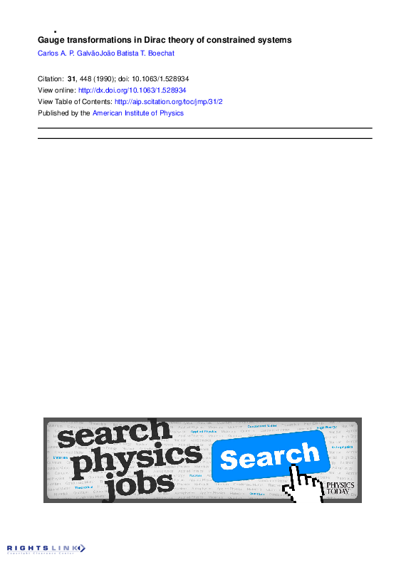 Pdf Gauge Transformations In Dirac Theory Of Constrained Systems